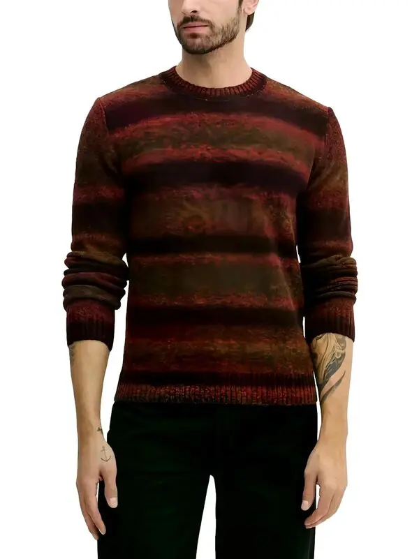 BENETTON Striped Crew Neck Knitwear - Red