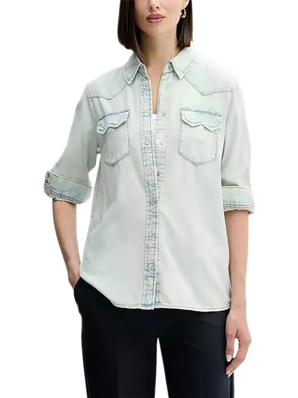 BENETTON Patch-pocket Denim Shirt - Blue