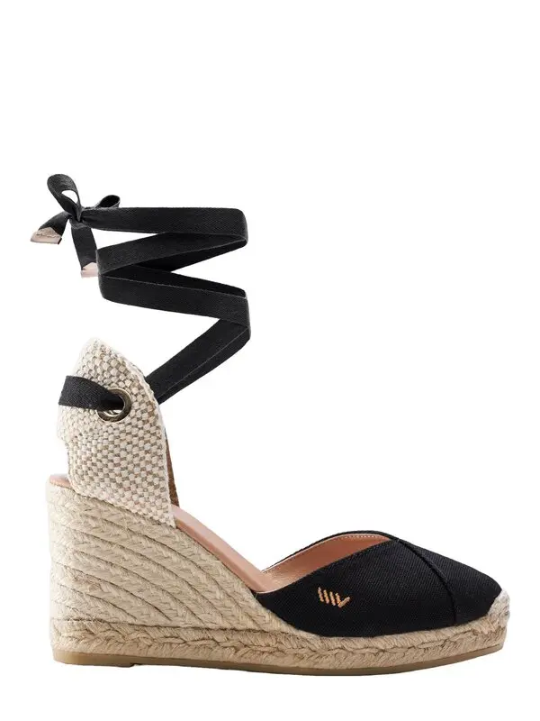 VISCATA Culip Canvas Espadrille Wedges - Black