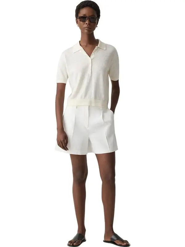 Theory Fluid Pleat Good Linen Shorts - White