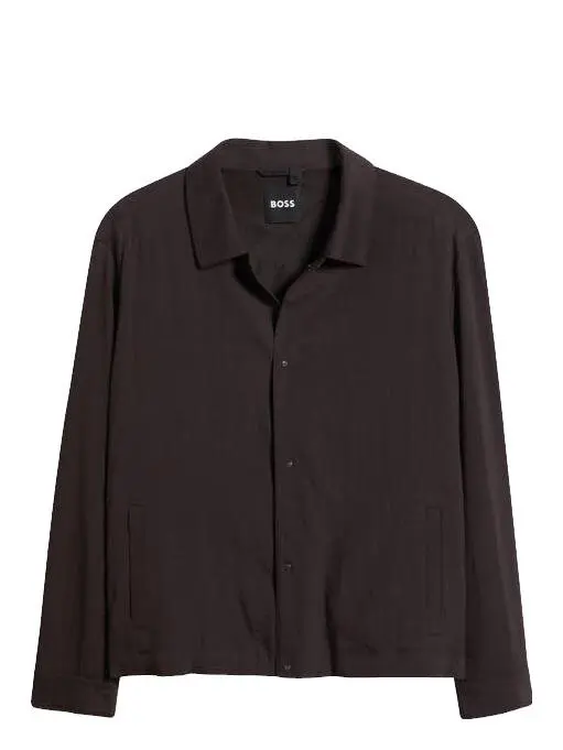 BOSS Carper Linen Blend Shirt Jacket - Dark Brown