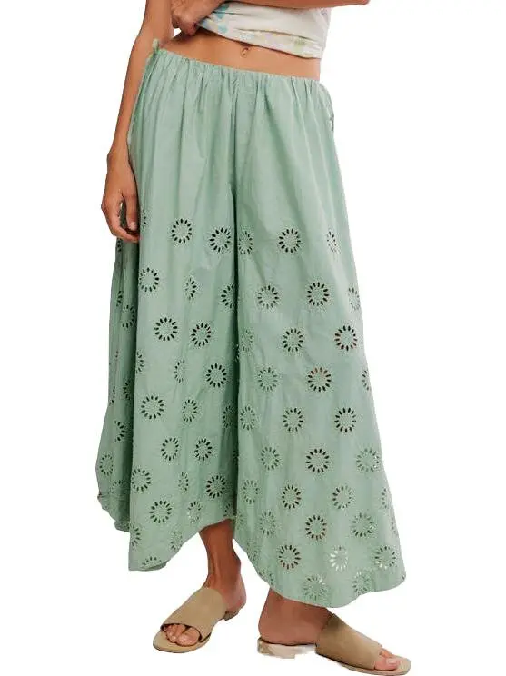 Free People Wide Leg Cotton Eyelet Pants - Mermaids Tail