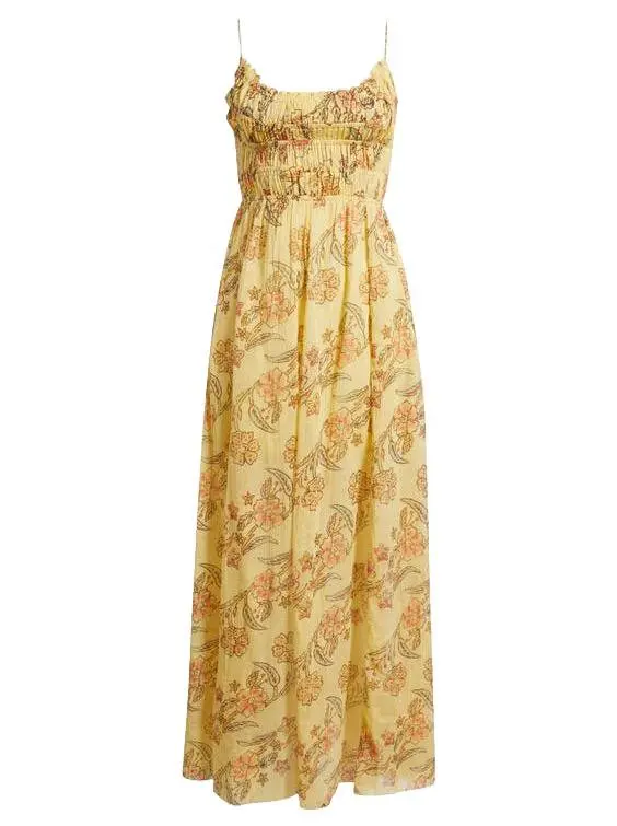 Free People Ciella Floral Cotton Maxi Dress - Vanilla Custard Combo