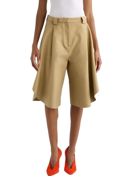 Balenciaga Tulip Pleated Bermuda Shorts - 2602 Camel