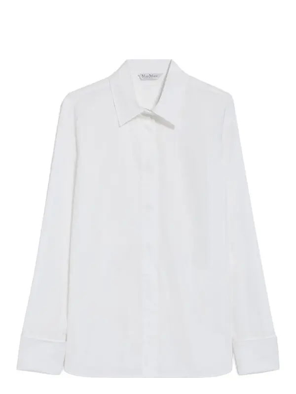 Max Mara Cotton Poplin Shirt With Logo - Optical White