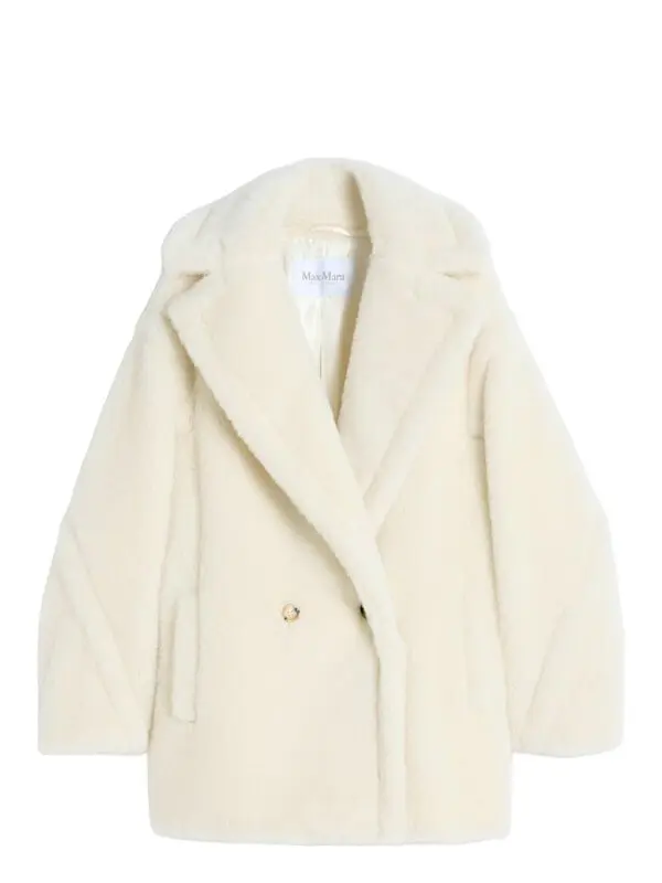 Max Mara Short Teddy Bear Icon Coat In Alpaca And Wool - White