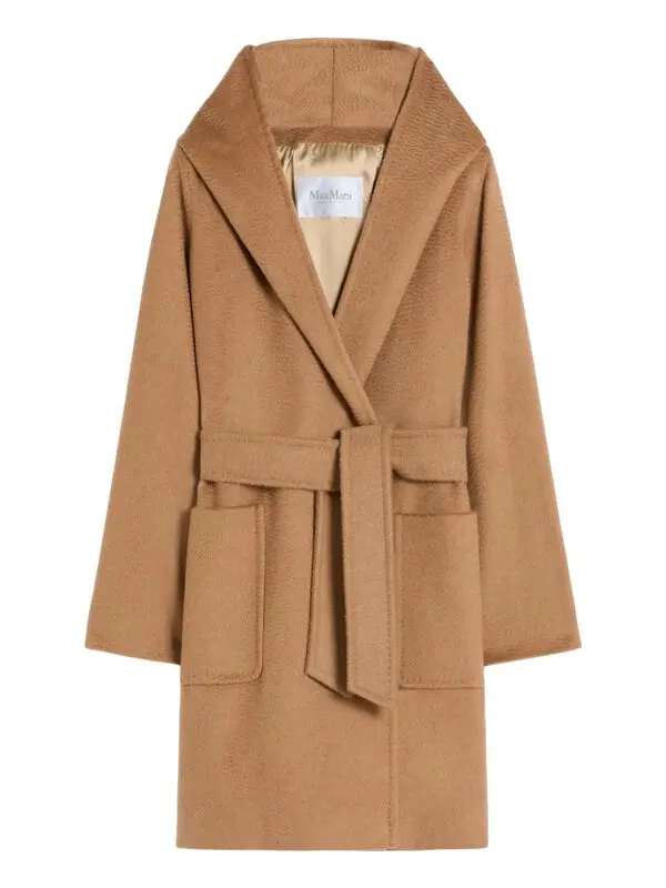 Max Mara Hooded Broadcloth Coat - Camel