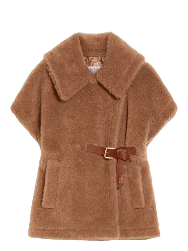 Max Mara Teddy Fabric Belted Cape - Camel