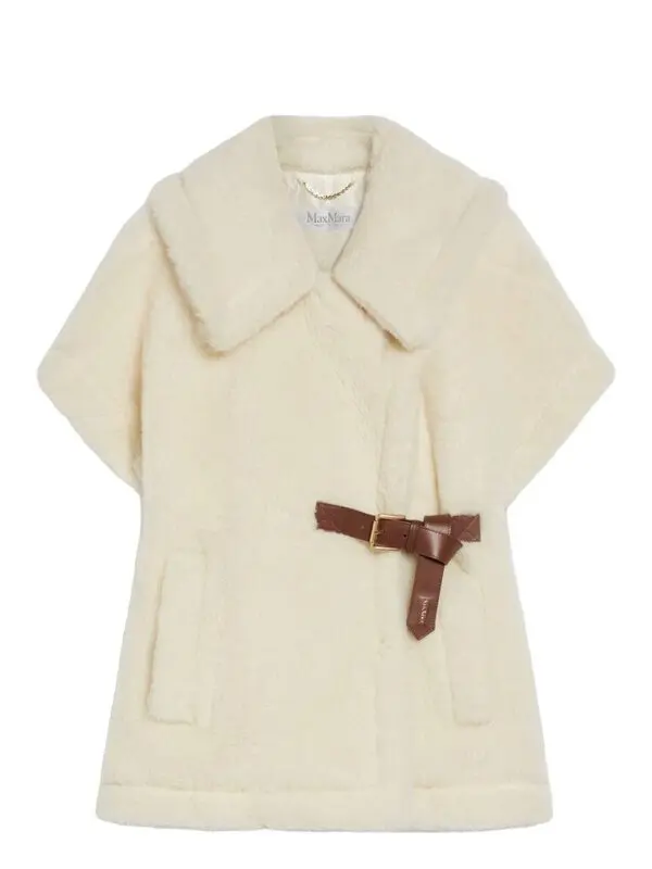 Max Mara Alpaca And Wool Teddy Fabric Cape - Optical White
