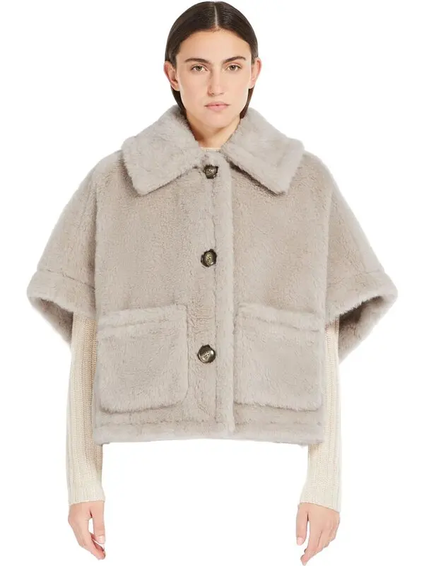 Max Mara Alpaca And Wool Teddy Fabric Boxy Cape - Beige