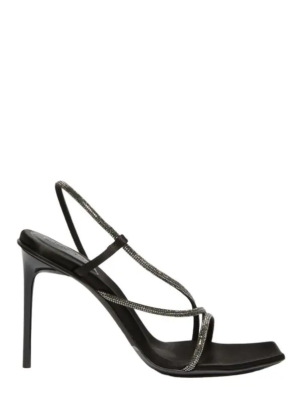 Max Mara Satin And Crystal Sandals - Black