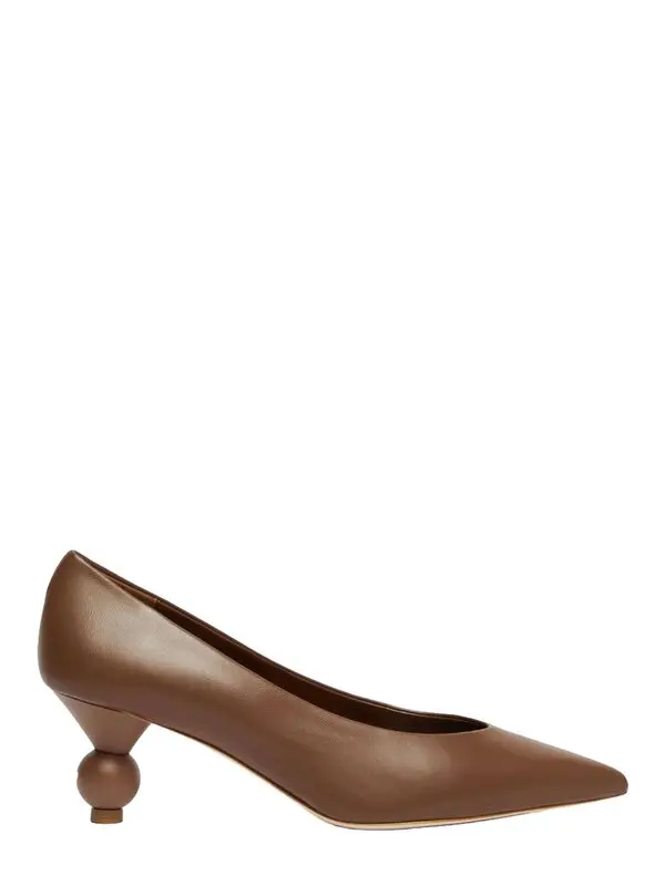 Max Mara Nappa-finish Sheepskin Court Shoes - Tobacco