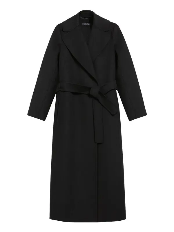 Max Mara Wool Drap Wrap Coat - Black
