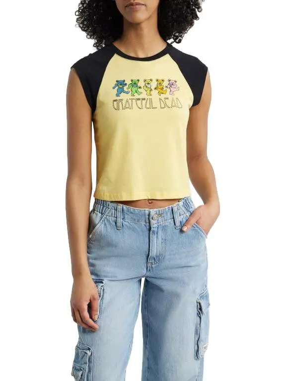 Daydreamer Grateful Dead Graphic Raglan T-shirt - Poppy Yellow/black