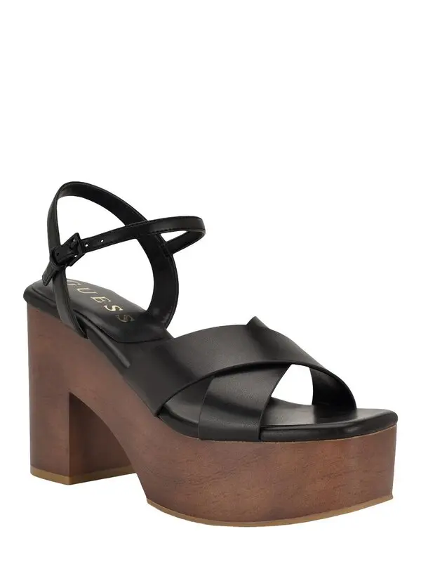 Guess Ankle Strap Platform Sandal - Black