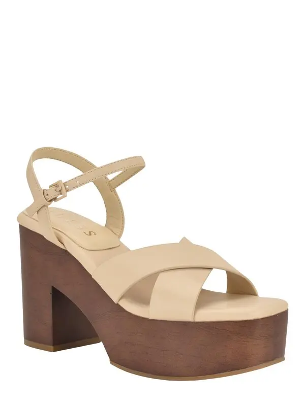 Guess Ankle Strap Platform Sandal - Ivory