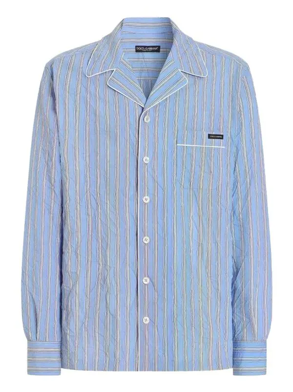 Dolce & Gabbana Crinkled Striped Fabric Vanity Shirt - Blue