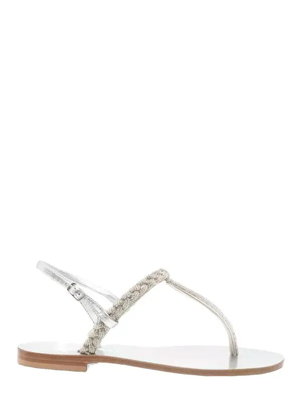 EDDI CUOMO T-bar Flat Sandals - Silver