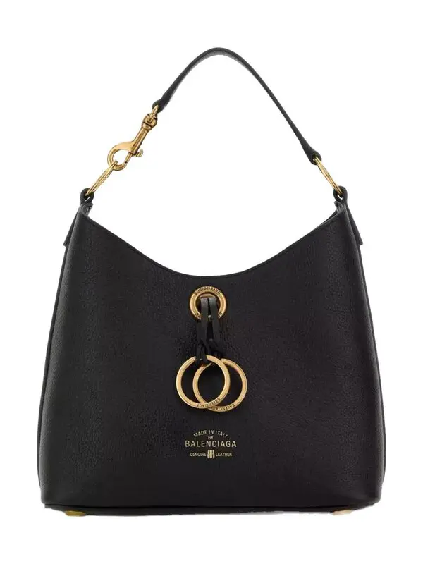 Balenciaga Small Leather Hobo Tote Bag - Black