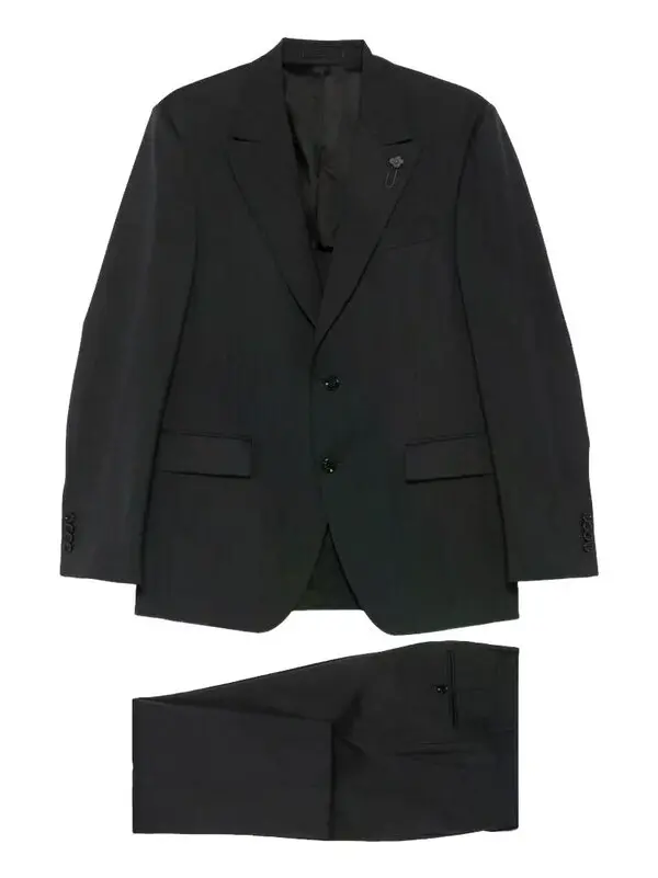 LARDINI Logo-detail Single-breasted Suit - Grey