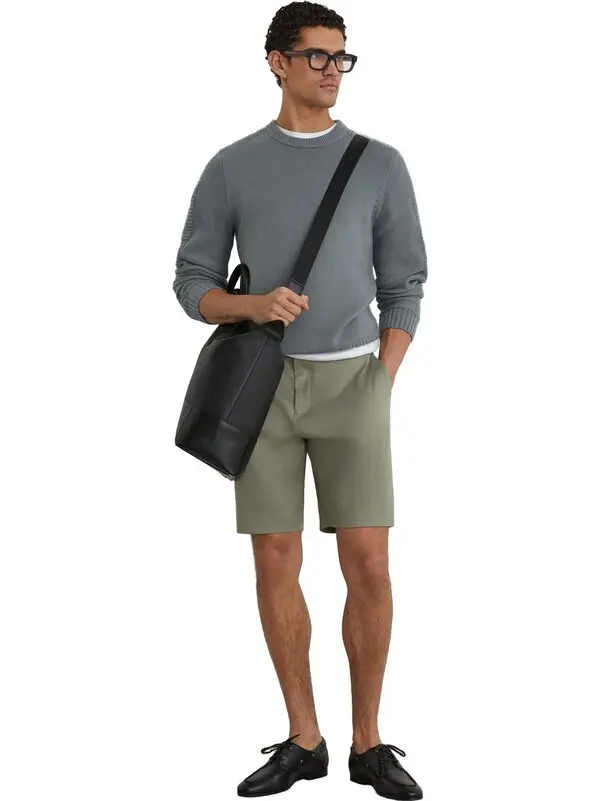 REISS Cantwell Cotton-blend Short With Side-adjuster - Sage