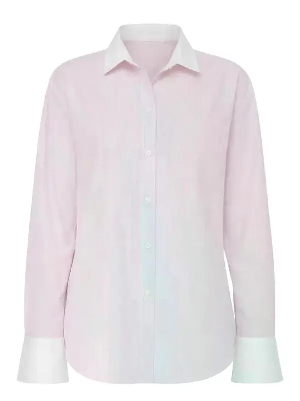 MOTHER Contrast-trim Striped Shirt - Pink