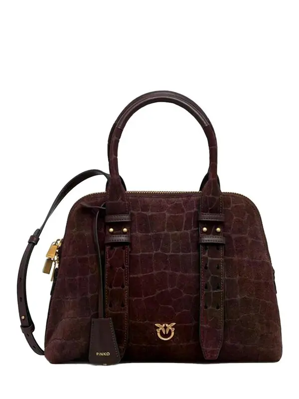 Pinko Croc-effect Satchel - Brown