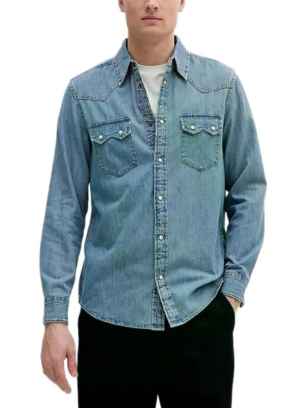 BENETTON Chest-pockets Button-fastening Shirt - Blue