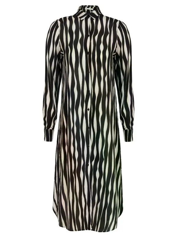 LENNY NIEMEYER Wave-print Midi Shirt Dress - Black
