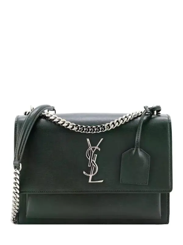 Saint Laurent Sunset Leather Medium Crossbody Bag - Green