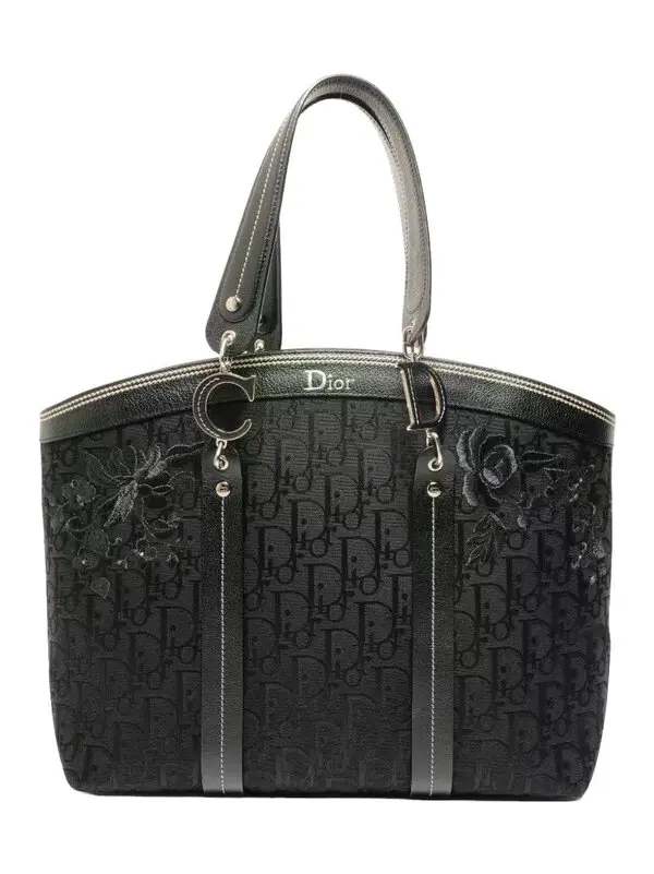 Dior 2005 Trotter Flower Handbag - Black