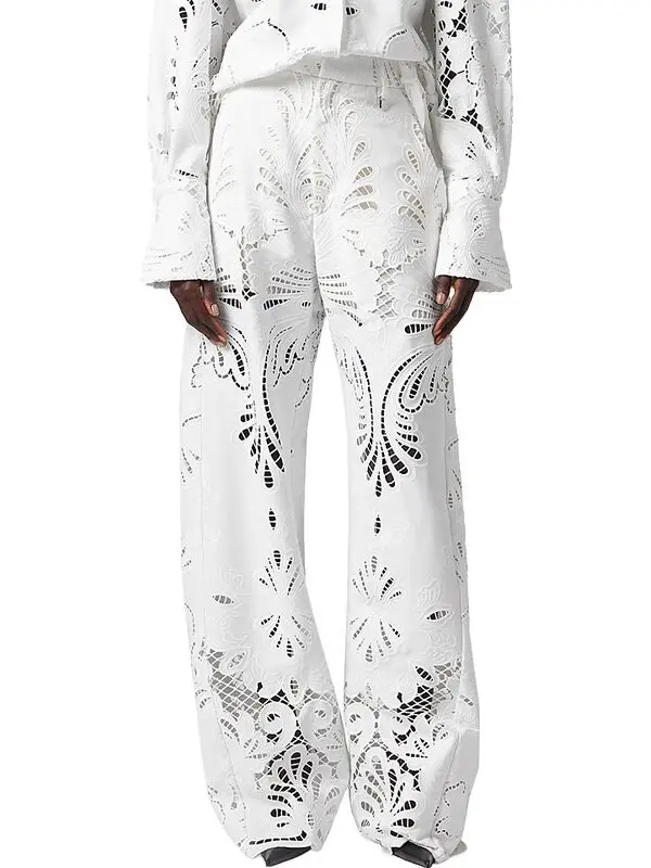 Giuseppe Di Morabito Broderie Anglaise Wide Leg Trousers - White
