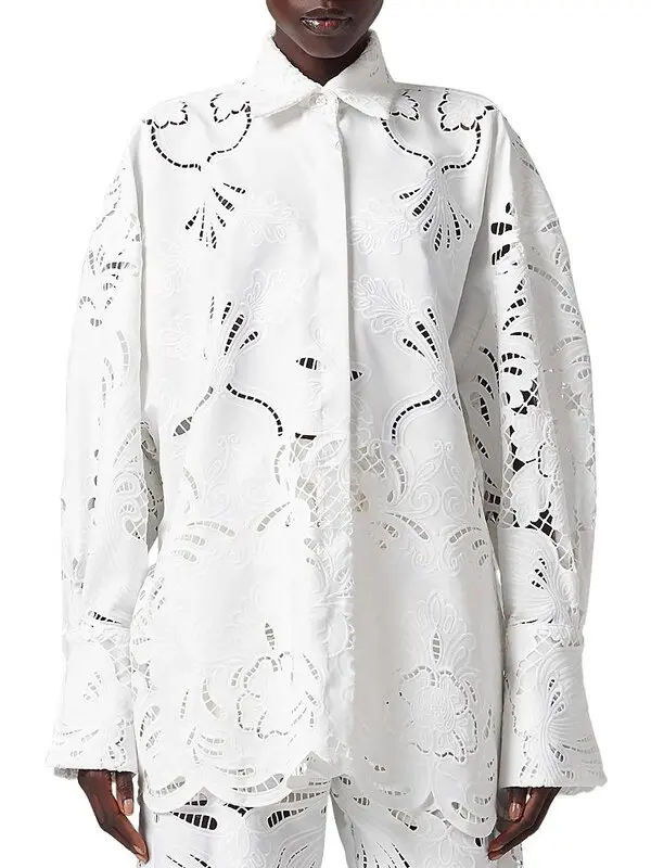 Giuseppe Di Morabito Broderie Anglaise Oversize Shirt - Off White