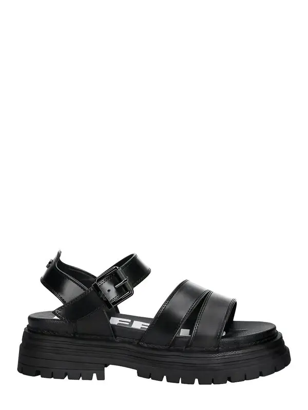 BUFFALO Platform Buckle Sandals - Black
