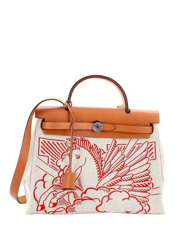 Hermès 31 Herbag Zip Pegase Pop Toile And Leather - Neutral