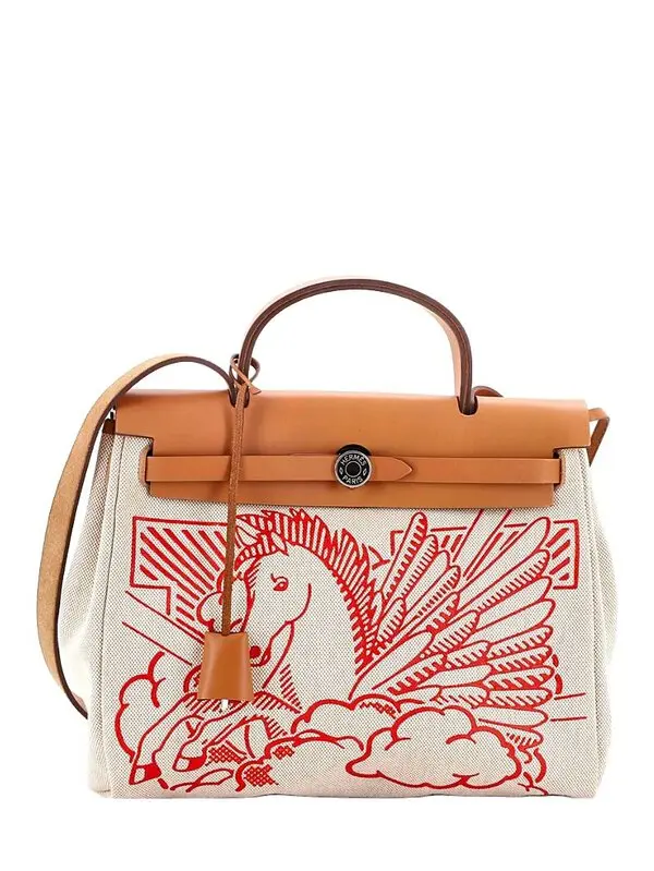 Hermès 31 Herbag Zip Pegase Pop Toile And Leather - Neutral