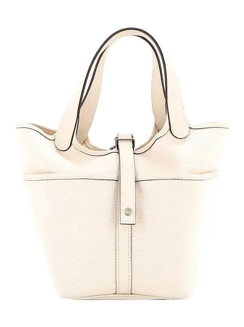Hermès Pm Cargo Picotin Lock Bag Canvas And Swift - Neutral