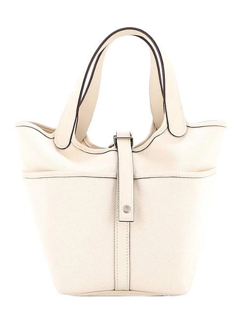 Hermès Pm Cargo Picotin Lock Bag Canvas And Swift - Neutral