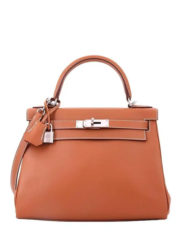 Hermès Kelly 28 Handbag With Palladium Hardware - Gold