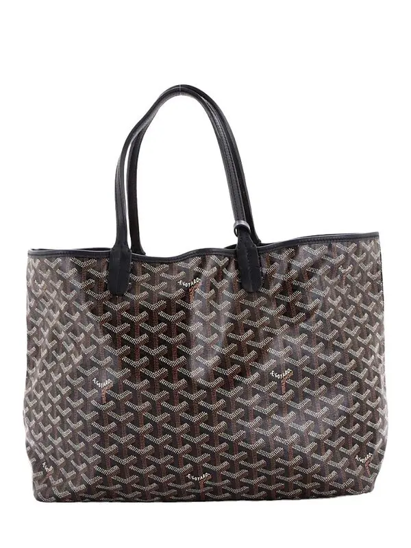 Goyard Pm Saint Louis Tote Coated Canvas - Black/ Black/ Brown
