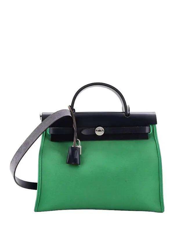 Hermès 31 Herbag Zip - Green/ Blue/ Green