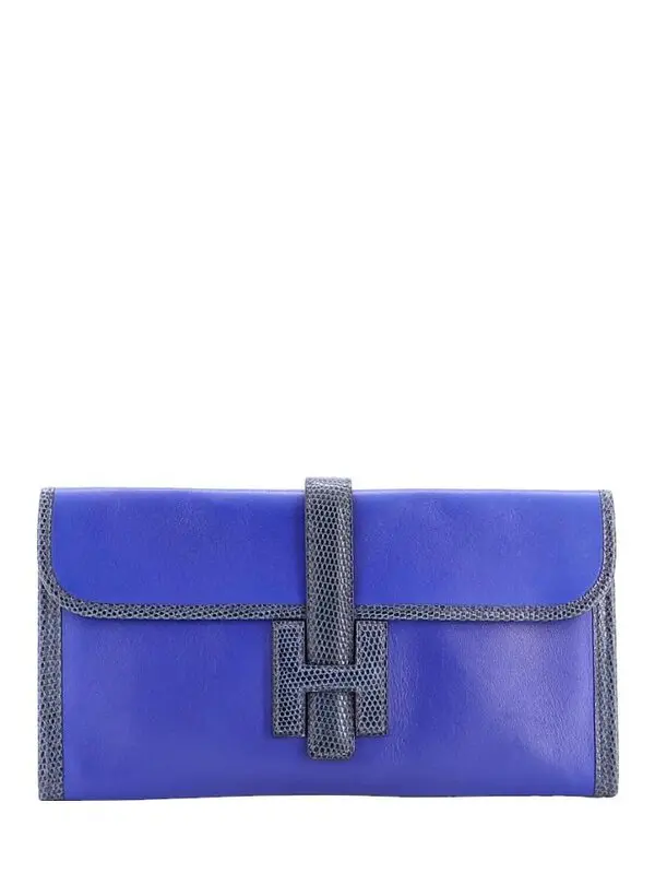 Hermès 29 Jige Elan Clutch Swift With Lizard - Blue