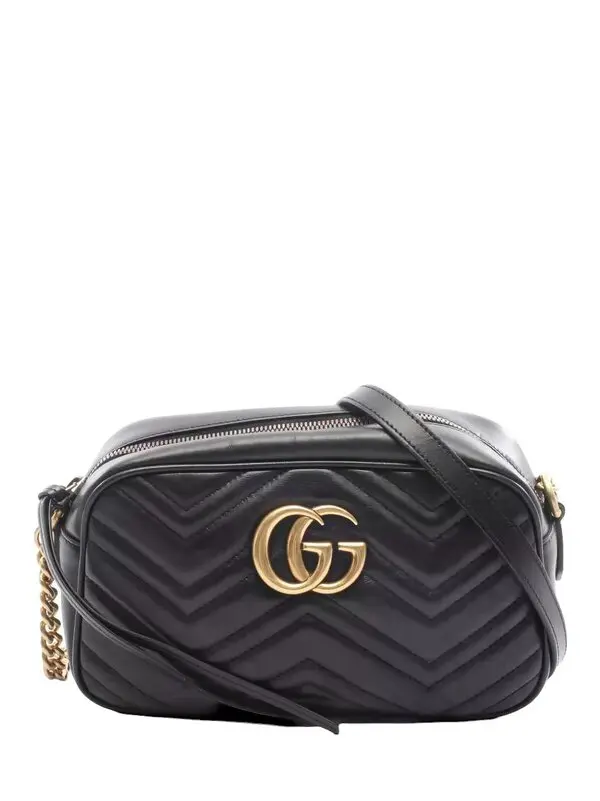 Gucci 2010s Gg Marmont Chain Crossbody Bag - Black