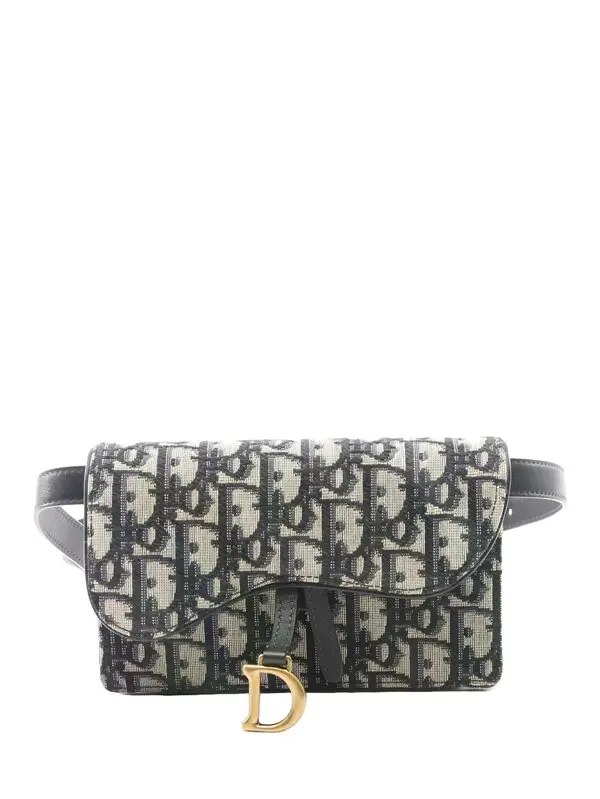 Dior 2010s Saddle Oblique Jacquard Belt Bag - Blue