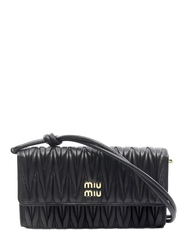 Miu Miu Matelassé Leather Clutch - Black