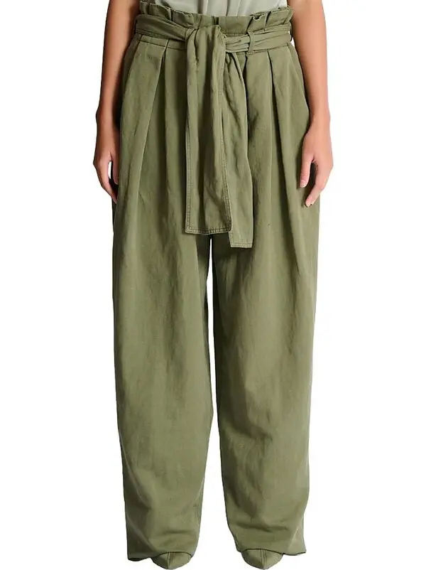Balmain Twill High-waisted Trousers - Green