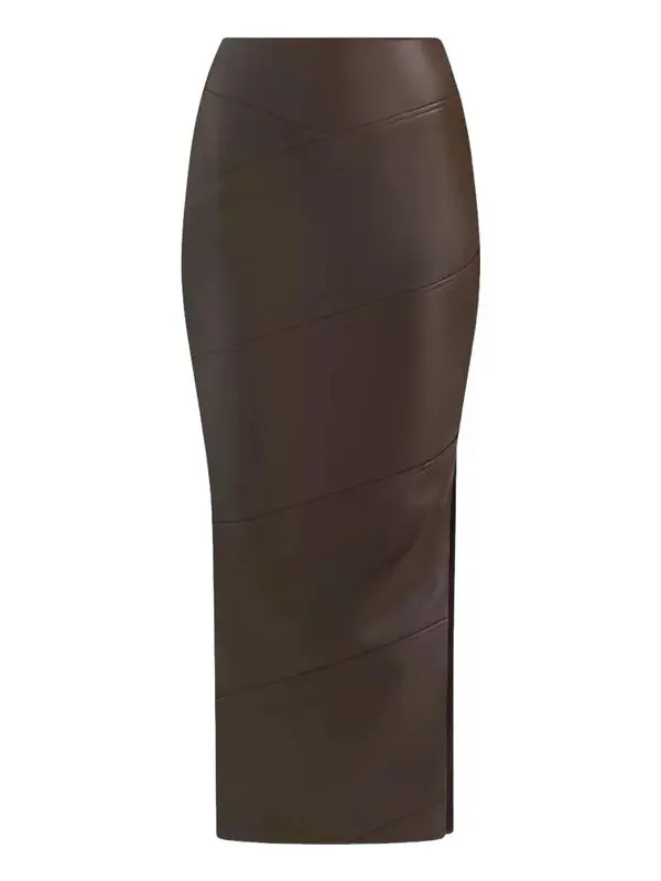 Manière De Voir Panelled Side-slit Midi Pencil Skirt - Brown