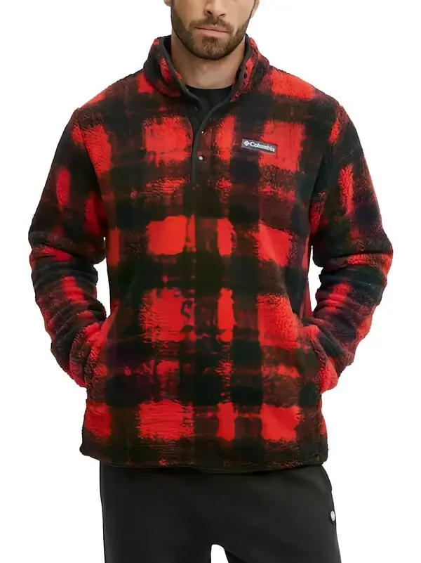 Columbia Plaid Fleece Sweater - Red