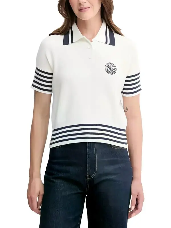 BENETTON Striped Polo Top - White