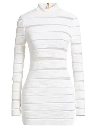Balmain Mini Knitted Bodycon Dress - White